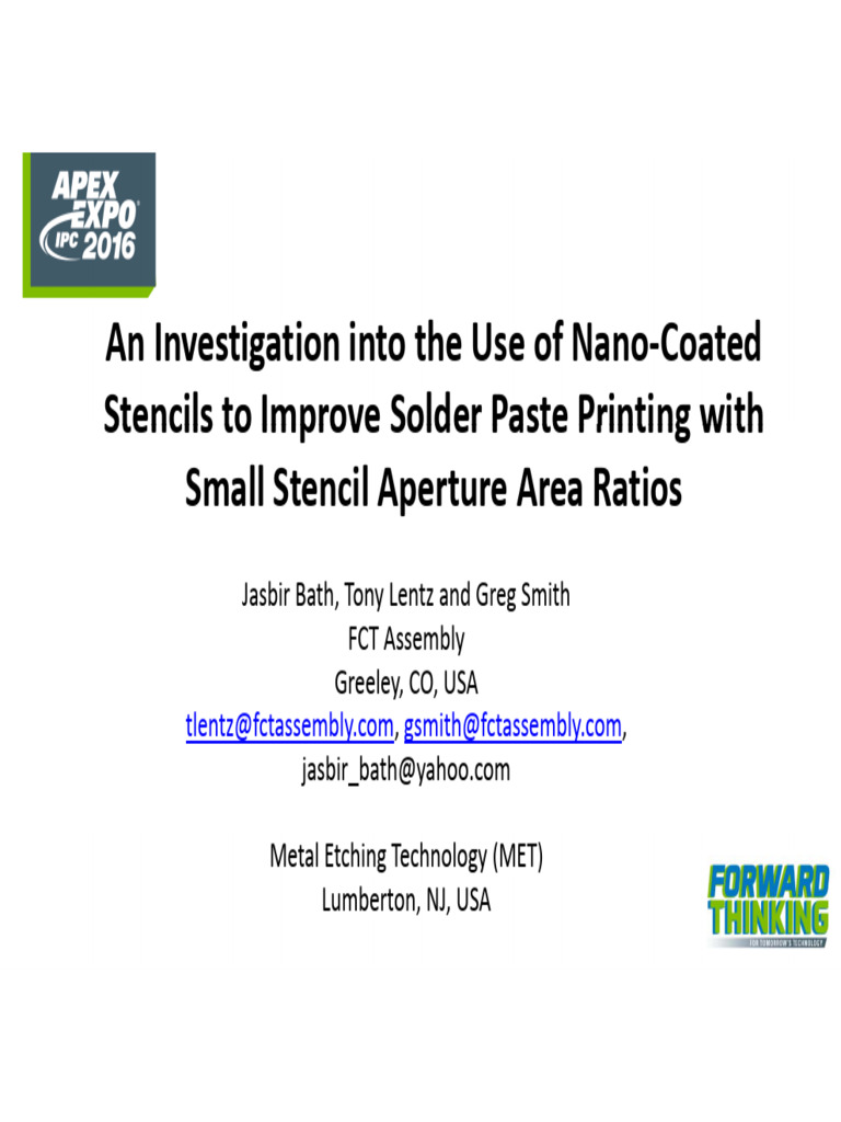Nano Coated Stencils Printing Small Sars - PPT | PDF | Materials