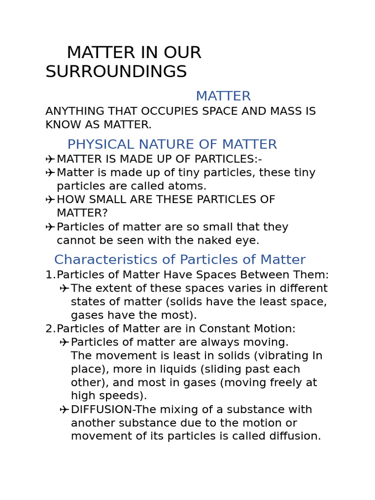 Matter in Our Surroundings | PDF | Mixture | Gases