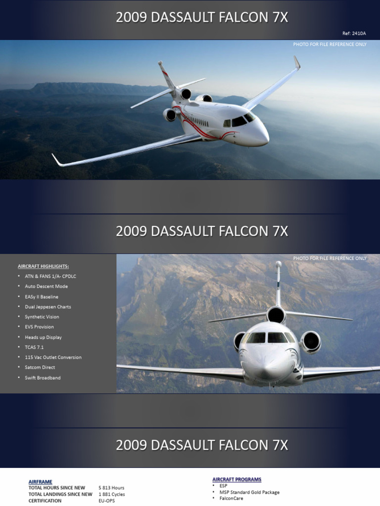 2009 Dassault Falcon 7X Specifications | PDF | Jet Aircraft | Aviation ...