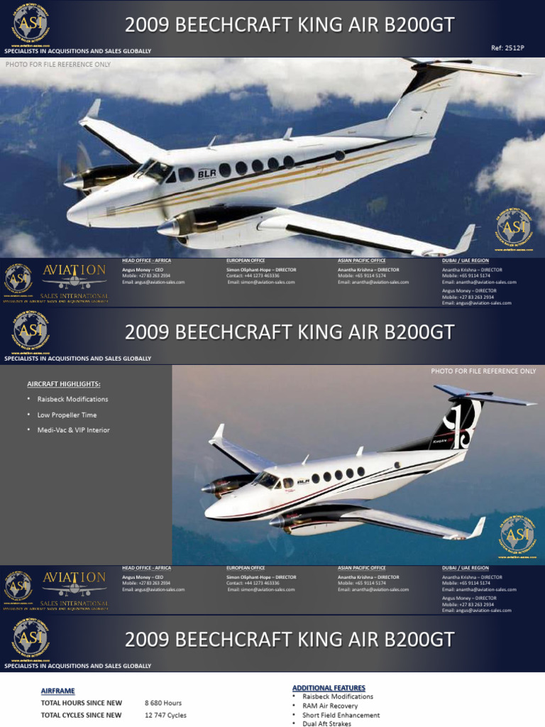 OFF MARKET 2009 Beechcraft King Air B200GT Ref.2512P ASI Specification ...
