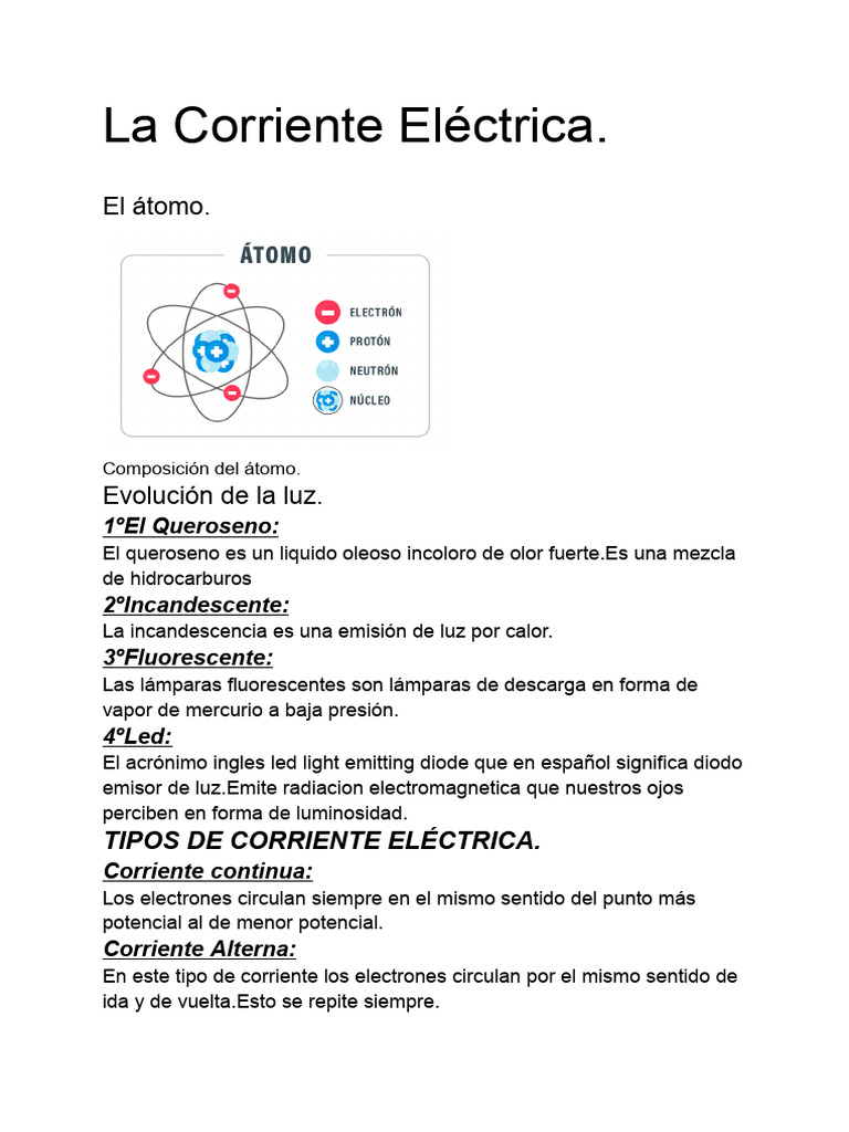 Tipos y Efectos de la Corriente Eléctrica | PDF | Corriente eléctrica ...