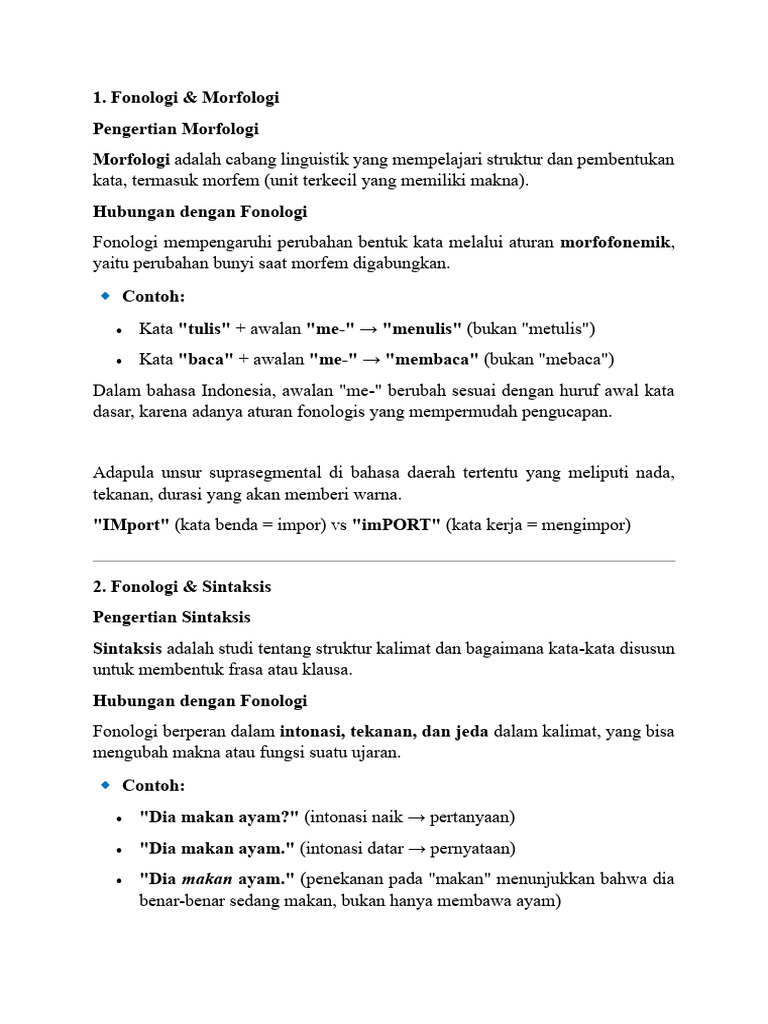 fonologi hubungan dengan cabang ilmu lain | PDF