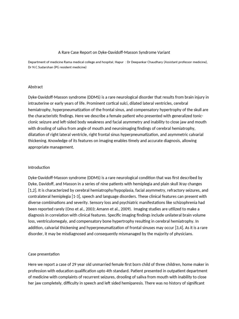 A Rare Case Report On Ddms 2 | PDF | Epilepsy | Cerebrospinal Fluid
