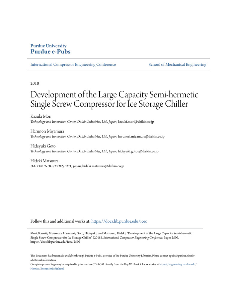 Development of the Large Capacity Semi-hermetic Single Screw Comp | PDF ...
