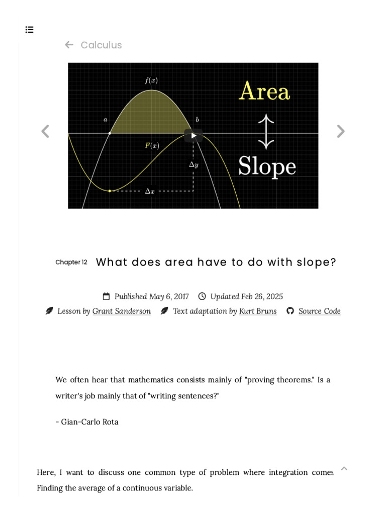 What Does Area Have To Do With Slope | PDF | Integral | Function ...