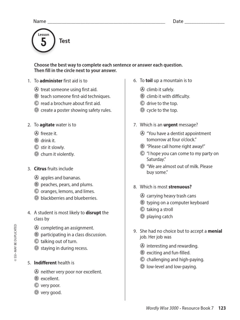 Wordly Wise 3000, Book 7, Teacher Resource Book | PDF