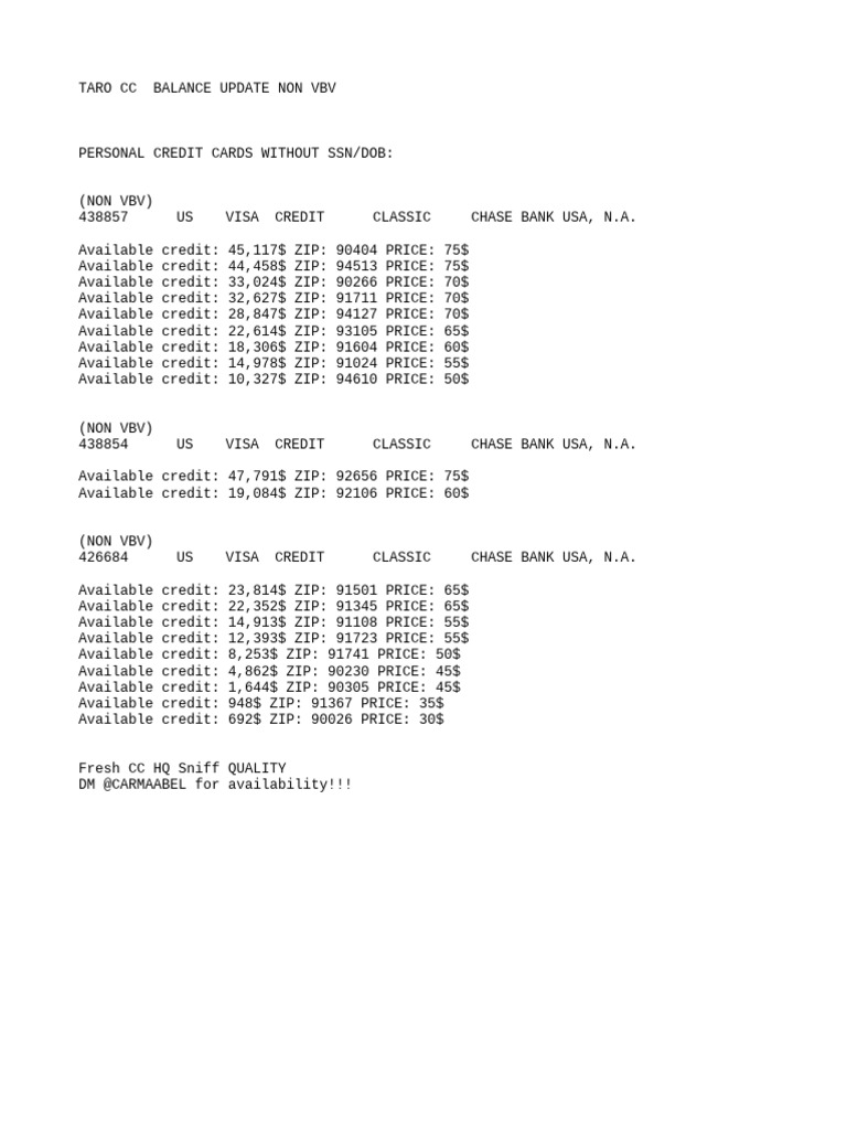 TARO CC BALANCE UPDATE NON VBV | PDF
