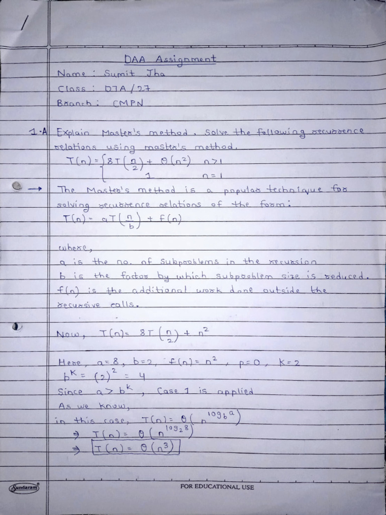 daa assignment | PDF