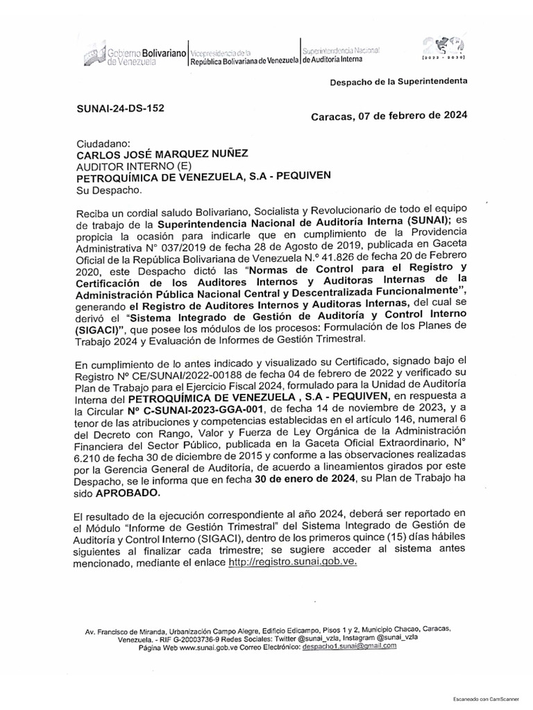 152 - Aprobacion - Pequiven - Petroquímica de Venezuela S.A. - 2024 ...