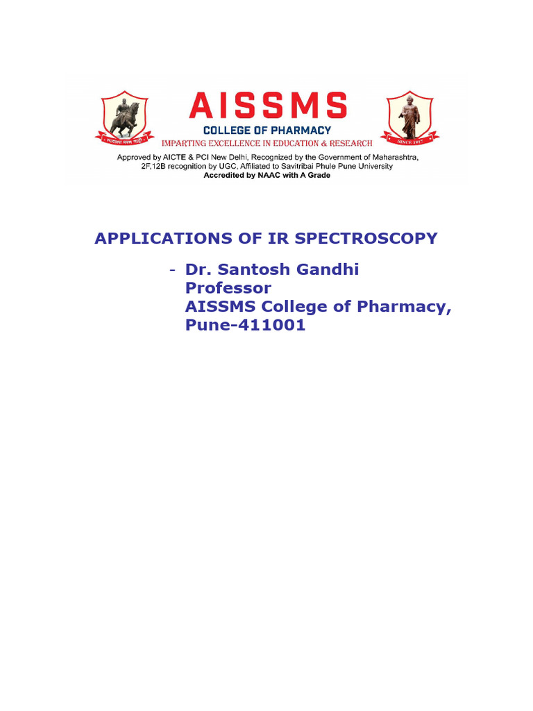 Applications of IR Spectroscopy | PDF | Infrared Spectroscopy ...