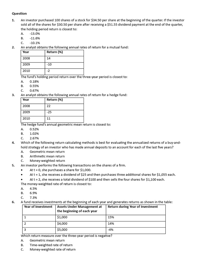 C1 - P-Portfolio Risk and Return - Part I-1 | PDF | Business | Investing