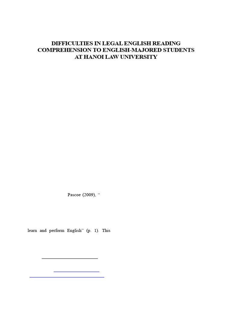 Difficulties in Legal English Reading Comprehension To English-Majored ...