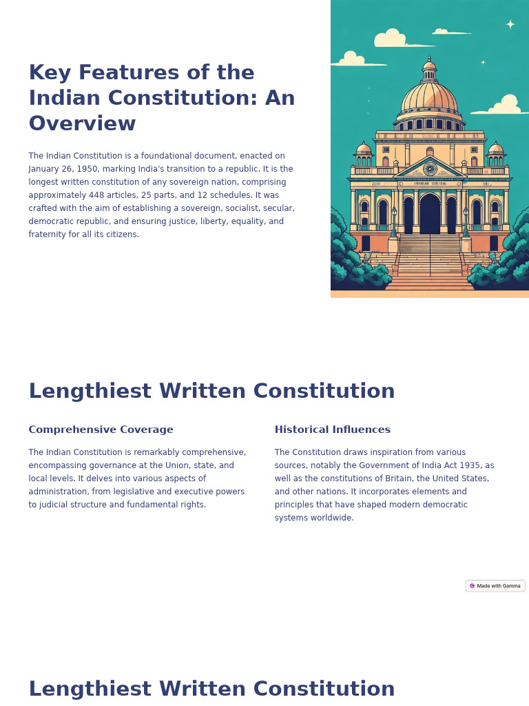 Key Features of The Indian Constitution An Overview | PDF ...