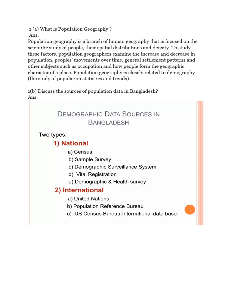 Population Geography and Data Sources | PDF | Demography | Census