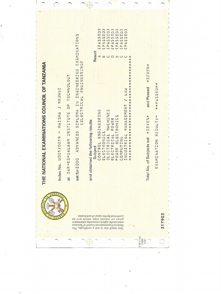 Result Slip 122135 | PDF