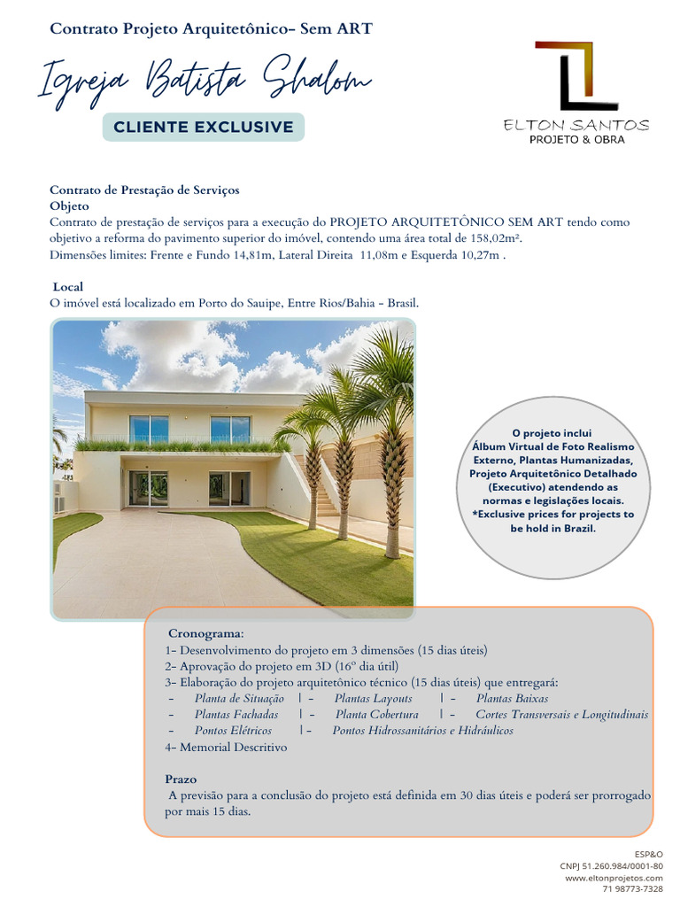 Proposta Proj Arq - Igreja Batista Shalom. assinado (1) | PDF