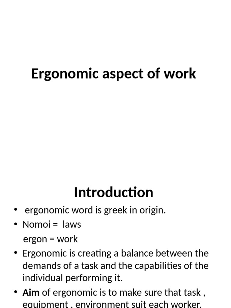 Ergonomic Aspect of Work | PDF