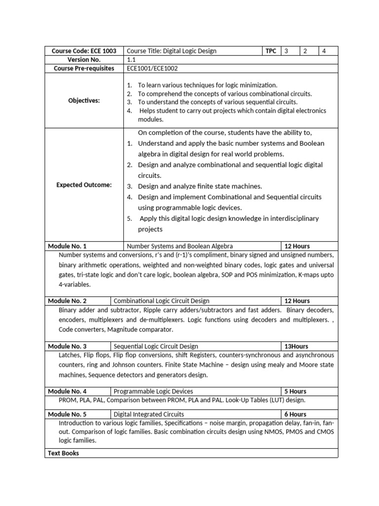 ECE1003 DIGITAL-LOGIC-DESIGN ETH 1.1 3 ECE1003 Revised | PDF | Logic Gate | Digital Electronics