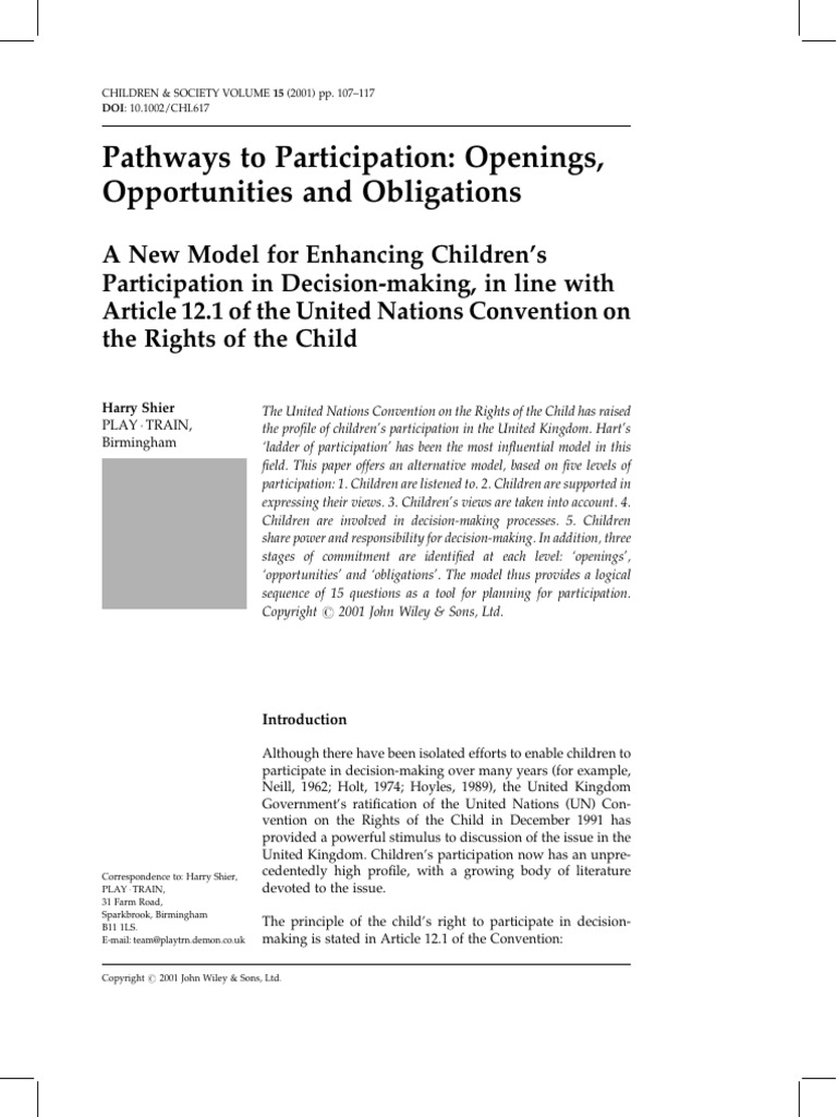 Pathways To Participation Shier 2001 | PDF | Decision Making | Children ...