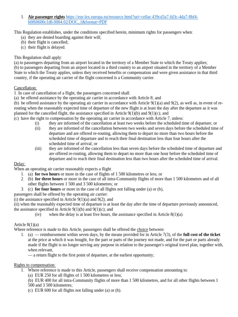 Air Passenger Rights and Compensation Guide | PDF | Public Law | Justice