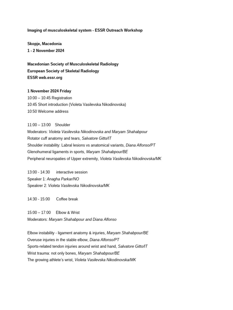 ESSR Outreach Program - 1-2 November 2024 - FINAL PROGRAM | PDF ...