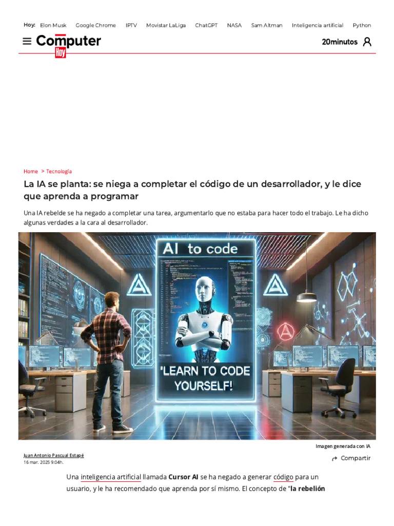 La IA Se Planta - Se Niega A Completar El Código de Un Desarrollador, y Le Dice Que Aprenda A ...