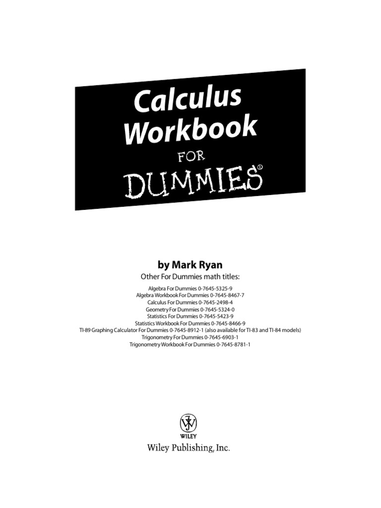 Calculus Workbook for Dummies Compress | PDF