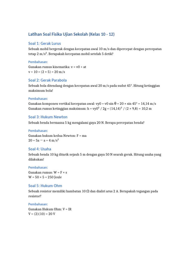 Latihan Soal Fisika 50 | PDF