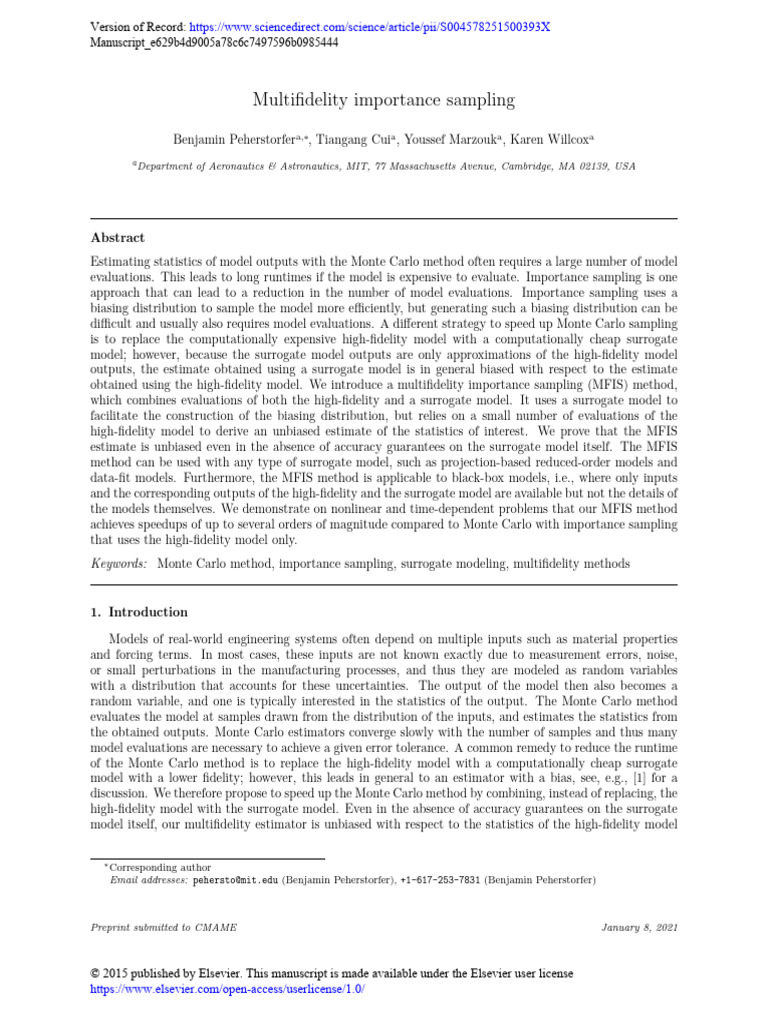 Multifidelity Importance Sampling | PDF | Estimator | Bias Of An Estimator