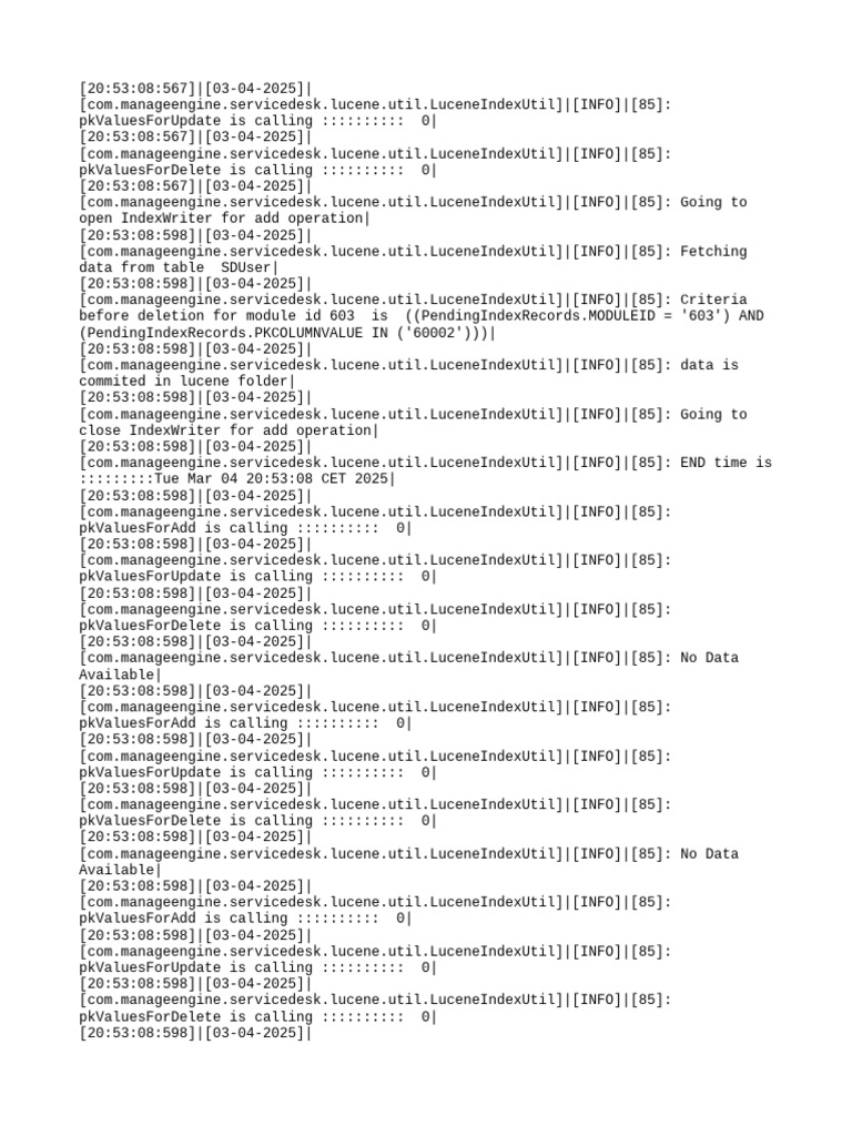 LuceneIndex Log 0 | PDF | Data Management | Computing