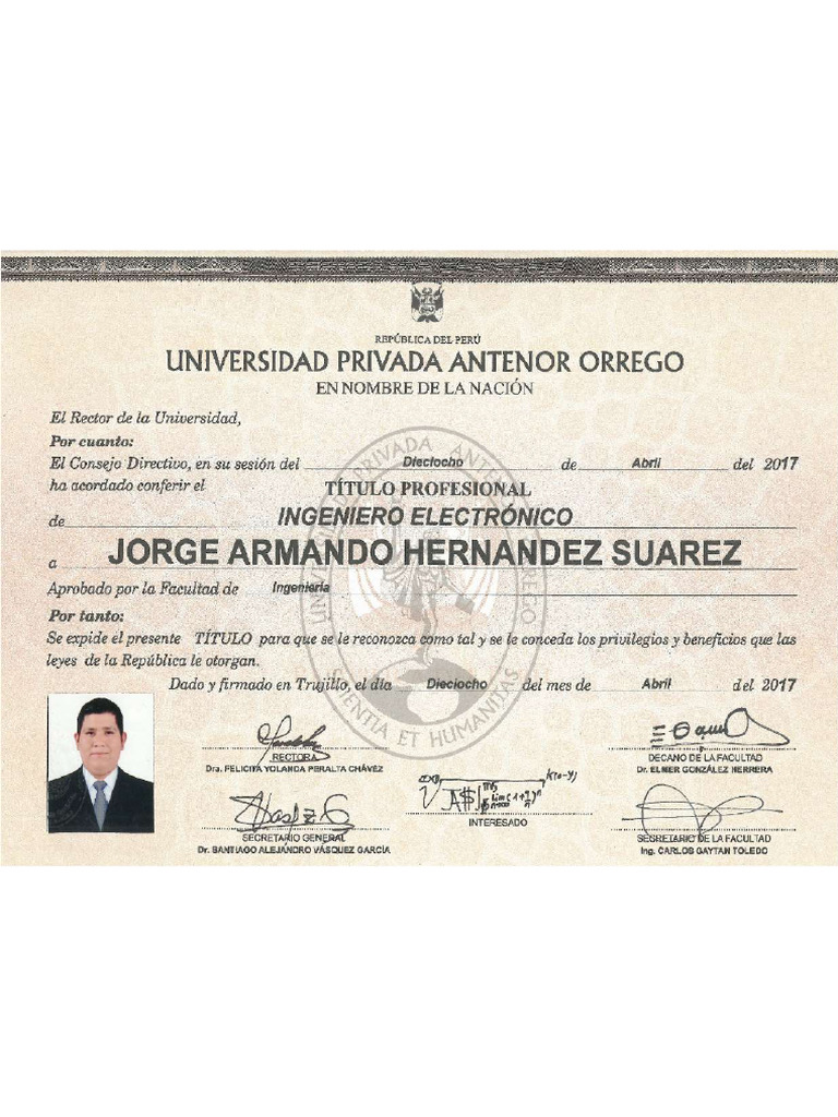 TITULO DE INGENIERO ELECTRONICO | PDF