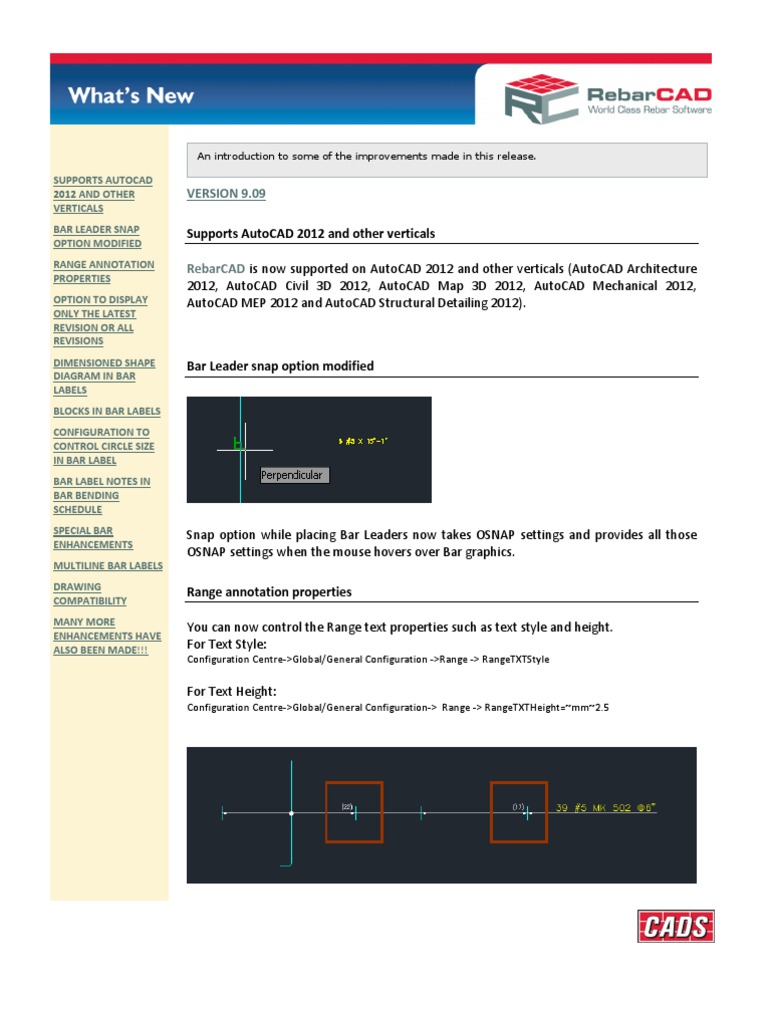 RebarCAD v9.09 Features Overview | PDF | Auto Cad | Areas Of Computer ...