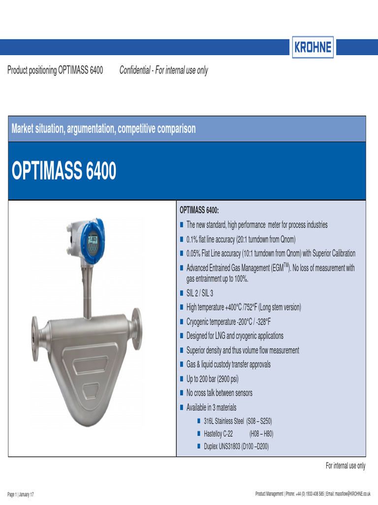 Product Positioning For OPTIMASS 6400 - 2017-06-09 (English) | PDF | Supercritical Fluid | Gases