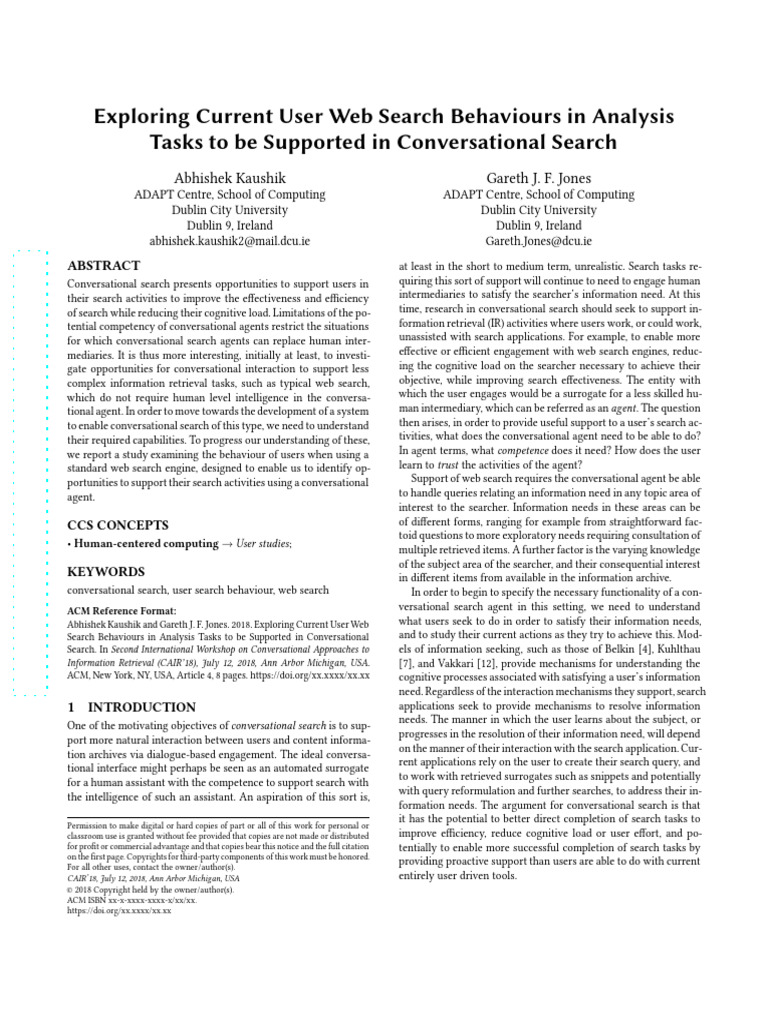 Exploring Current User Web Search Behaviours in Analysis Tasks To Be ...