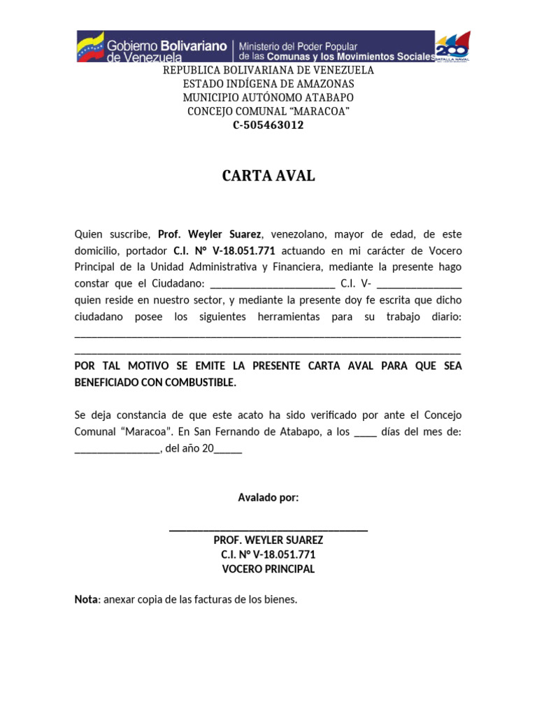 Carta Aval | PDF