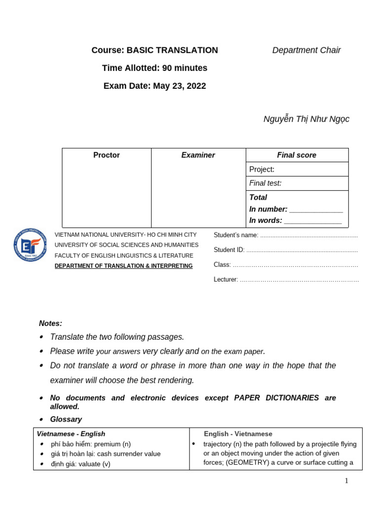Sample of Final Test | PDF
