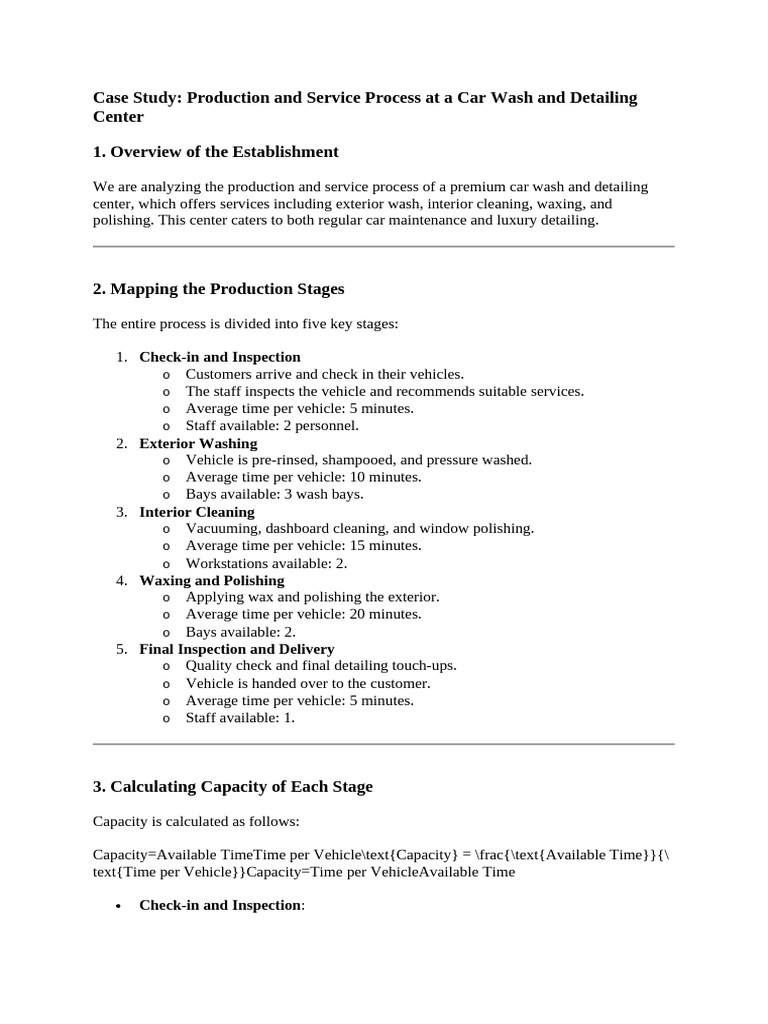 Car Wash Process Optimization Study | PDF