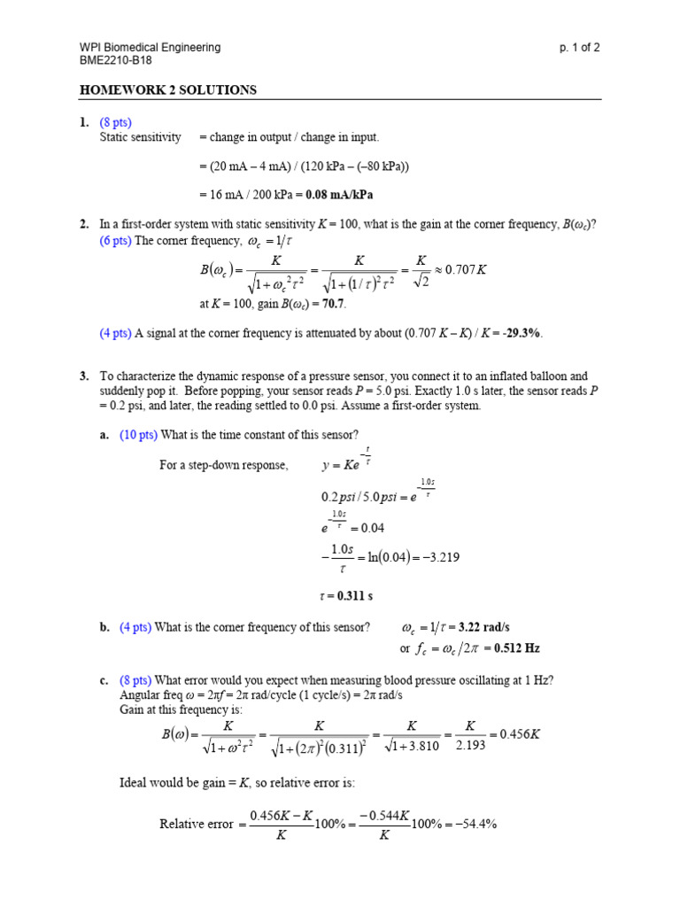 BME2210 B18 HW2 Solutions F | PDF | Hertz | Resistor