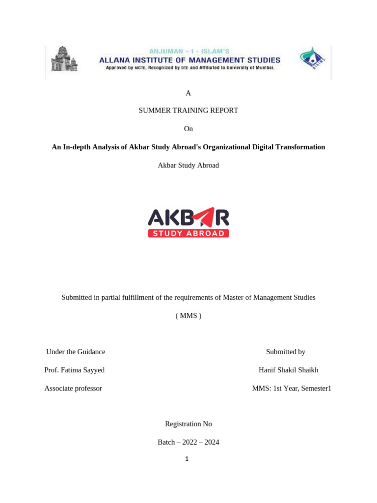 Hanif Shaikh SIP | PDF | International Student | Educational Technology