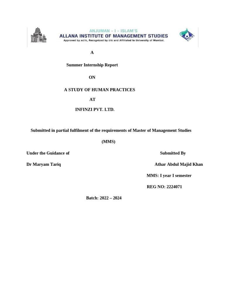 Athar Khan SIP-1 | PDF | Recruitment | Human Resources