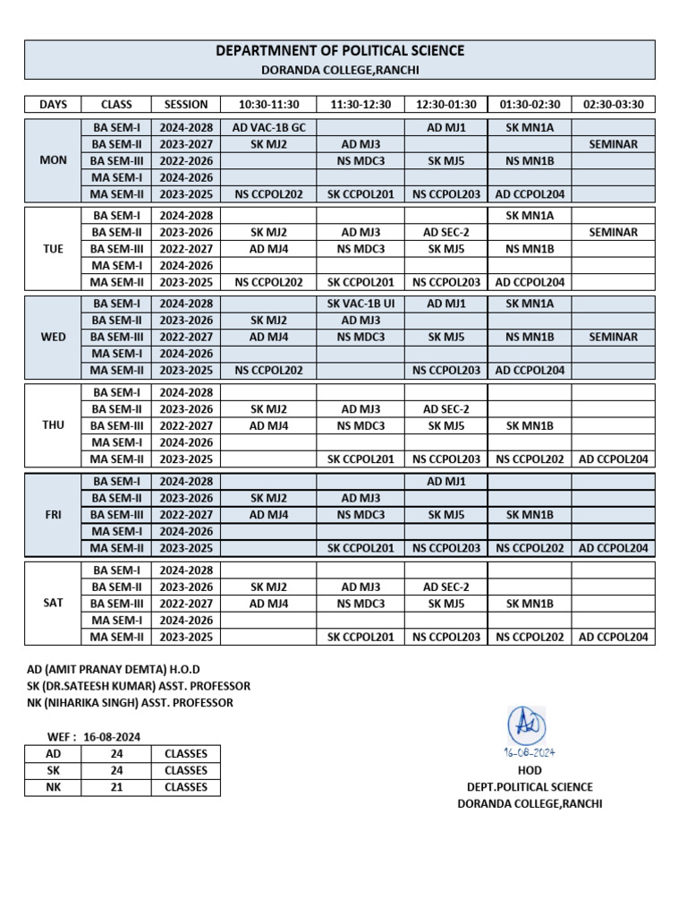 18-08-2024 Routine PS | PDF | Liberal Arts Education