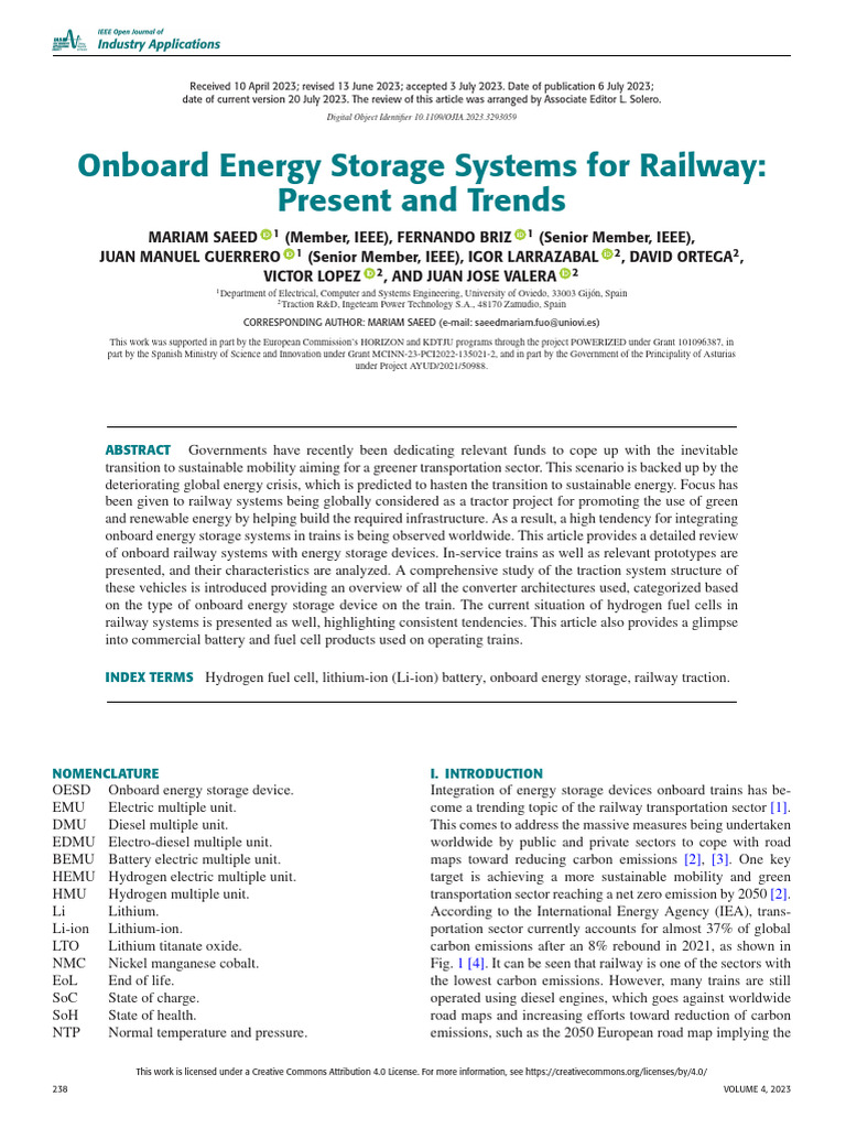Onboard Energy Storage in Railways | PDF | Lithium Ion Battery | Rail ...