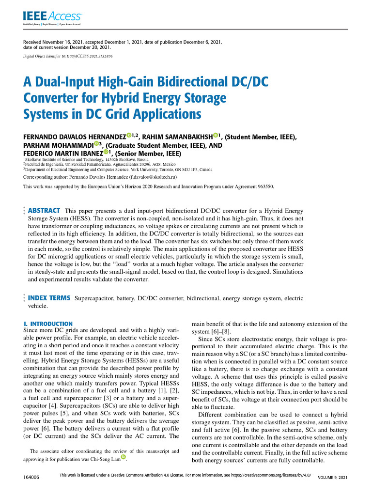 A Dual Input High Gain Bidirectional DC-DC | PDF | Capacitor | Direct Current