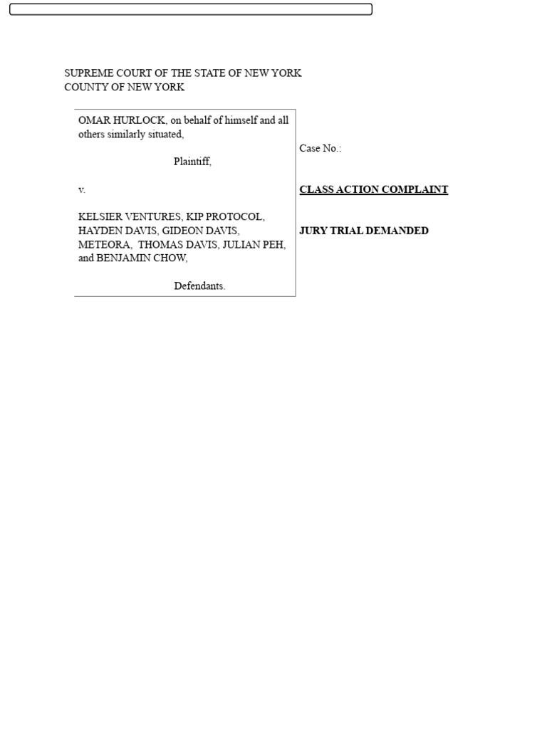 651469 2025 Omar Hurlock v Hayden Davis Et Al COMPLAINT 2 | PDF ...