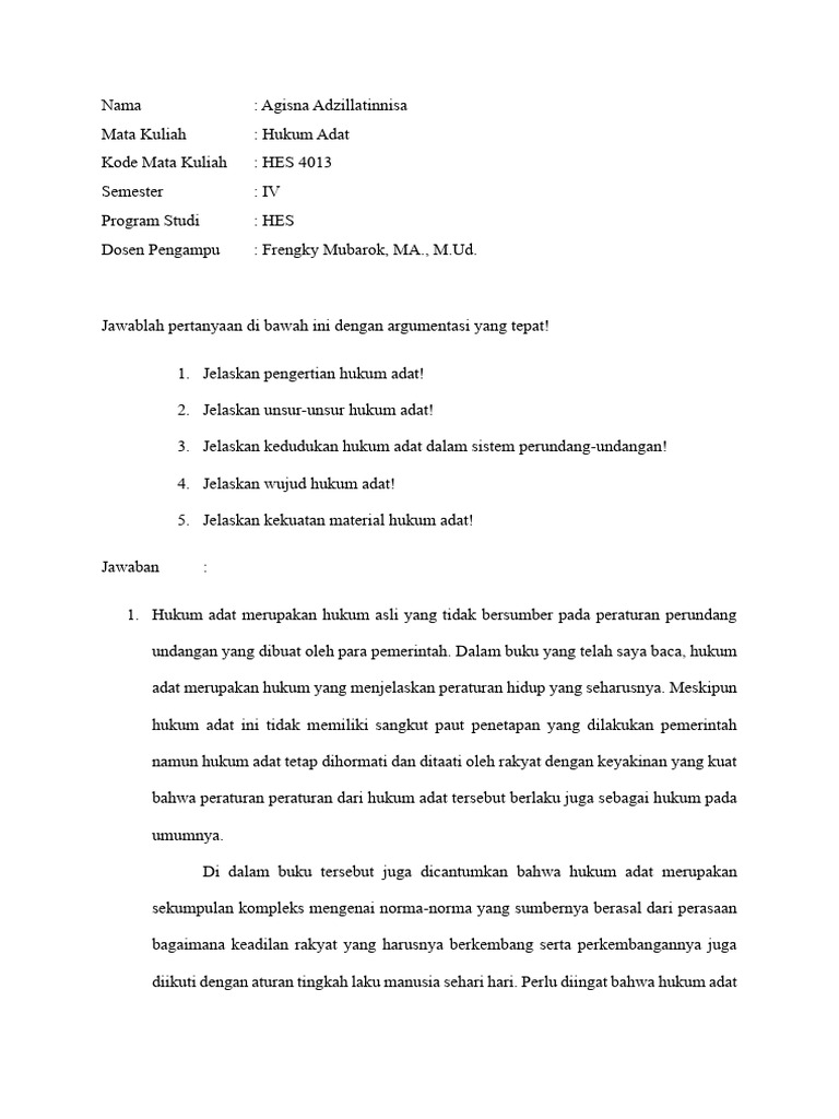 Hukum Adat - Agisna | PDF