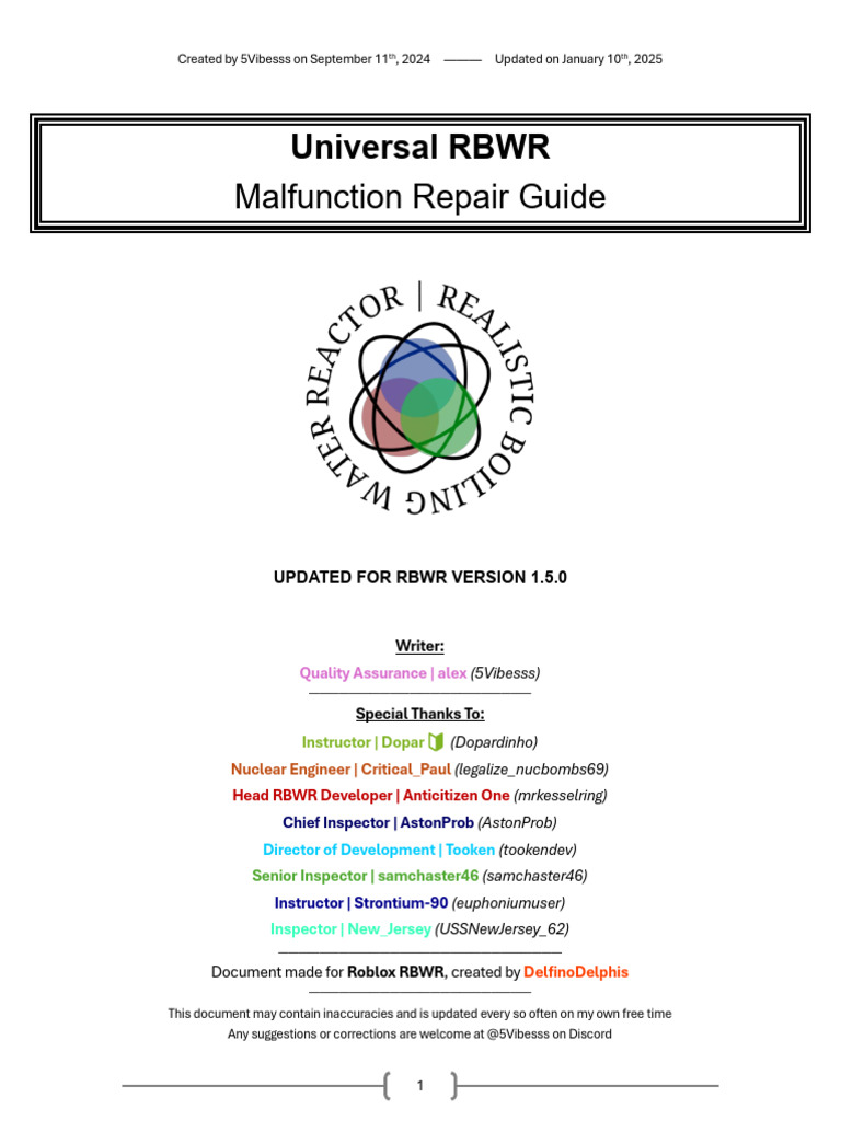 Universal RBWR Malfunction Guide 1.5.0 | PDF | Pump | Water