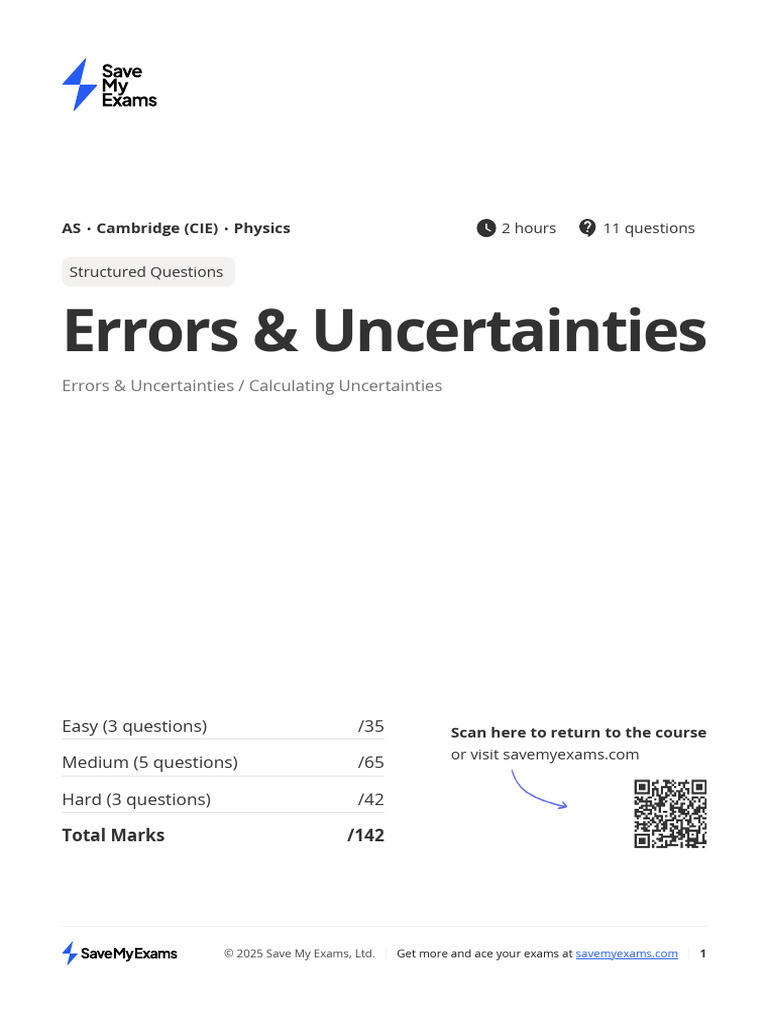 1 3 Errors and Uncertainties DfrZ2X85BKM4bG8p | PDF | Observational Error | Pendulum
