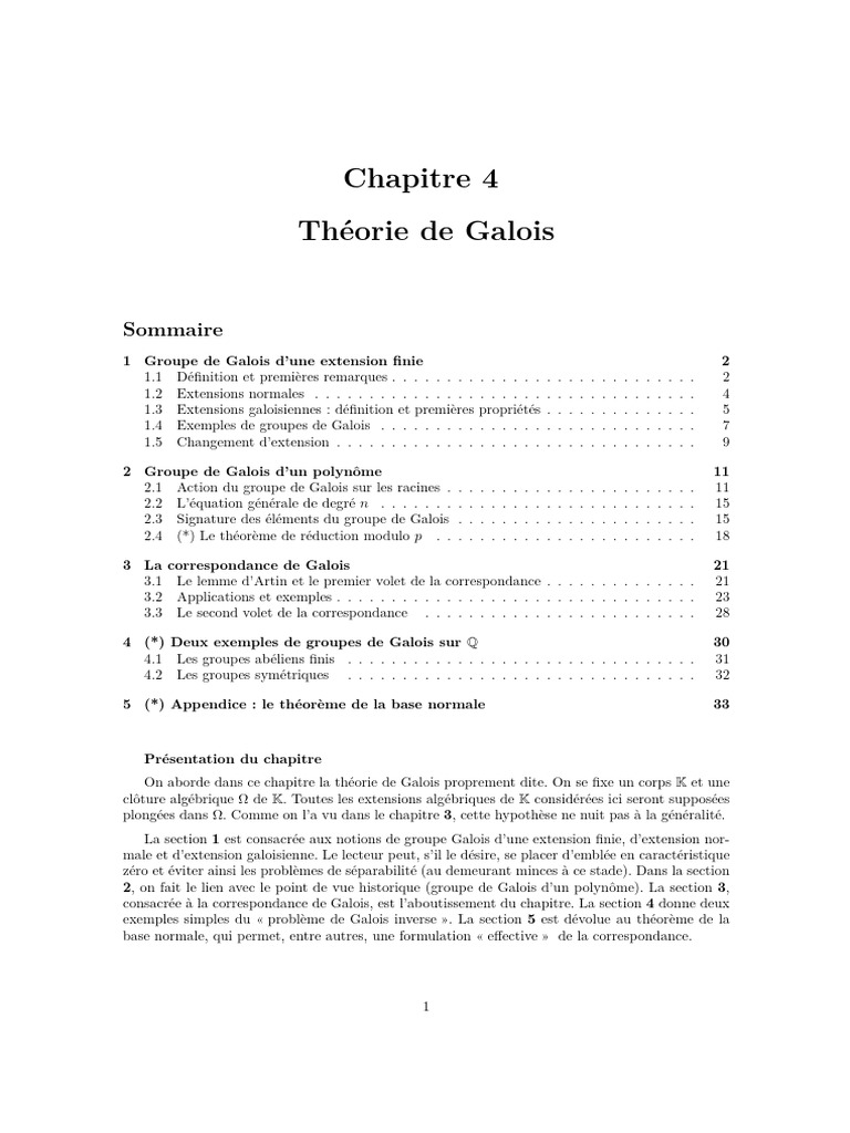 Théorie de Galois : groupes et extensions | PDF | Groupe (Mathématiques ...