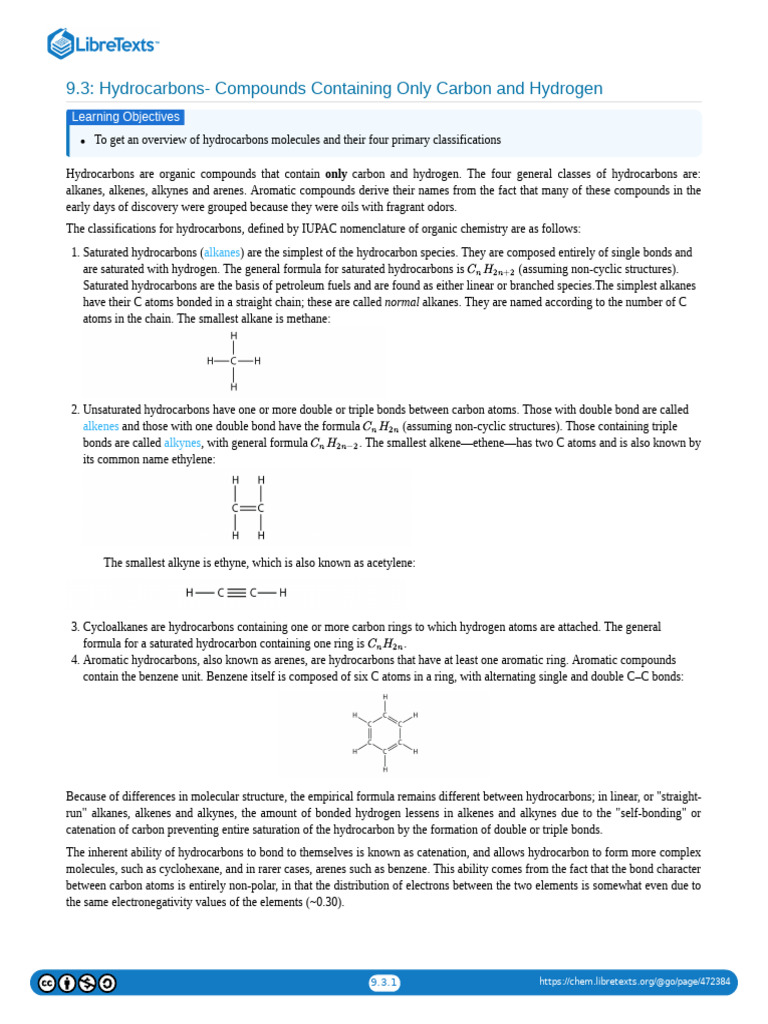 Overview of Hydrocarbon Classifications | PDF | Hydrocarbons | Alkane