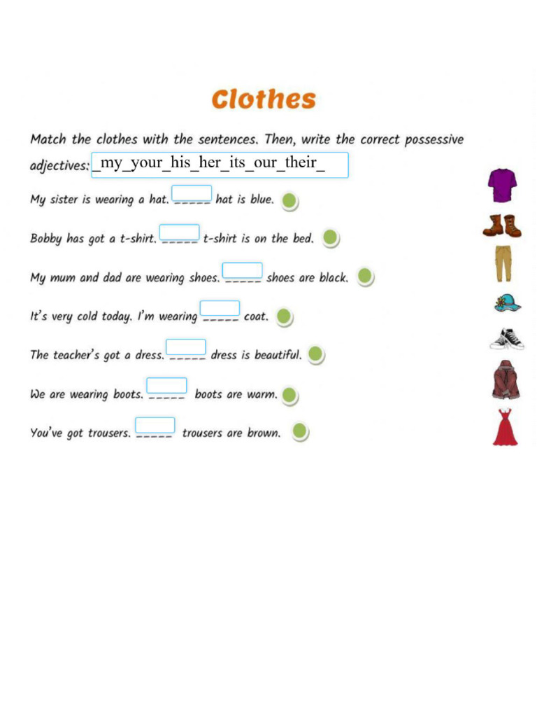 Possessive Adjectives Quiz | PDF